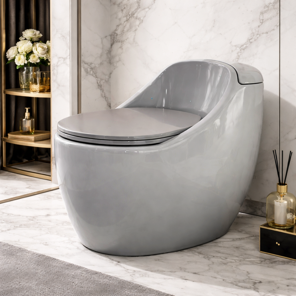Luxury One-Piece Western Toilet | Glossy Floor Mounted WC | Approx. 27 ...